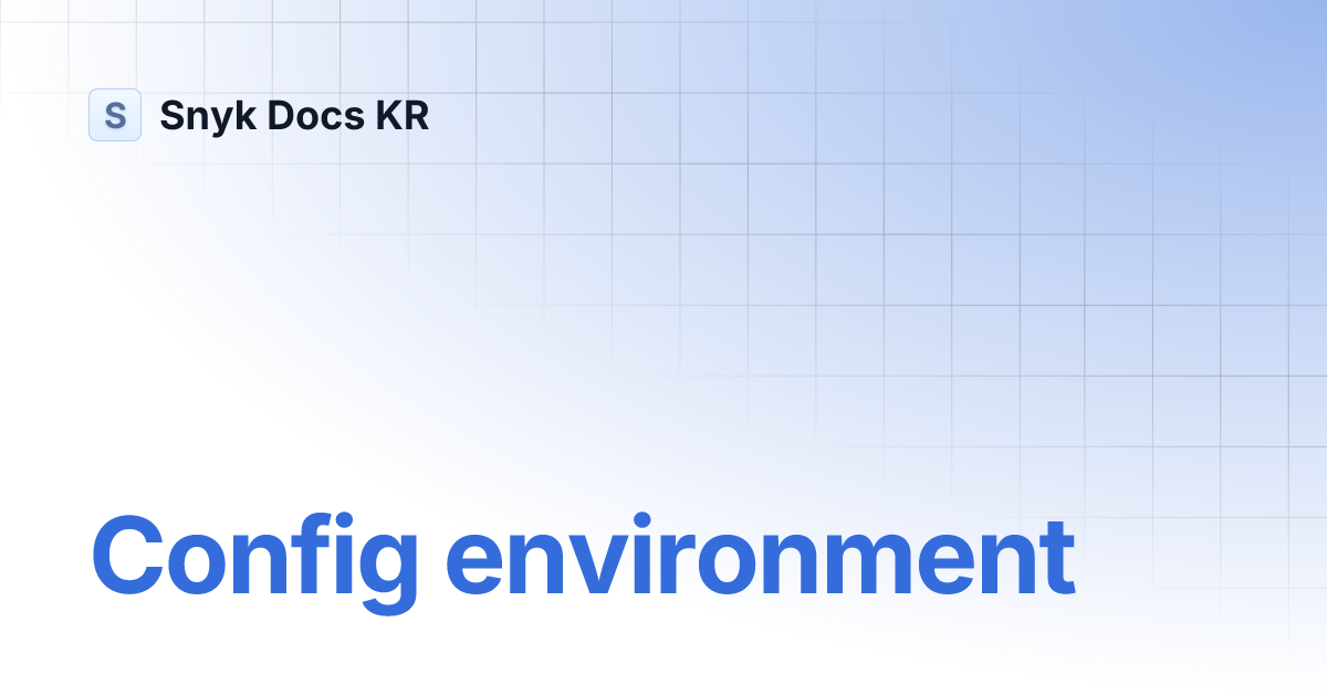 Config environment | Snyk Docs KR